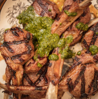 Grilled lamb chops with a ginger, garlic and tamari marinade